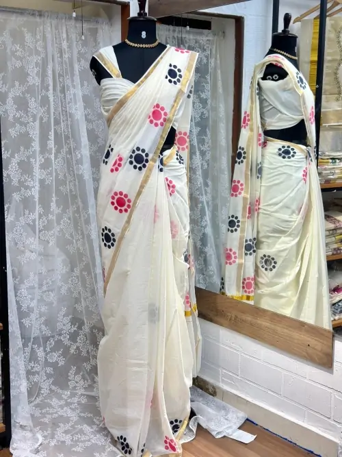 COTTON SAREE WITH MYLANCHI DESIGN - SR0293